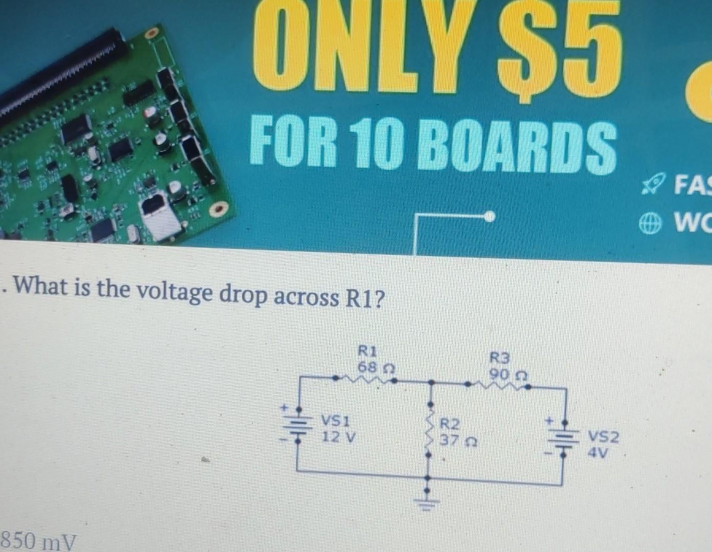 Solved What is the voltage drop across R1? | Chegg.com