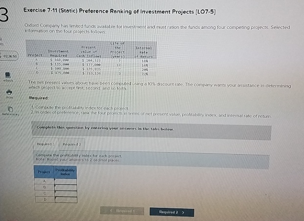 Solved Exercise 7-11 (Static) ﻿Preference Ranking of | Chegg.com