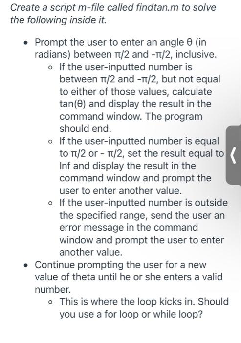 Solved Create a script m-file called findtan.m to solve the | Chegg.com