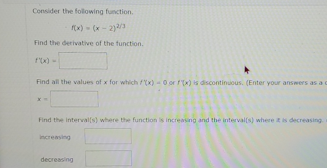 Solved Consider the following function.f(x)=(x-2)23Find the | Chegg.com