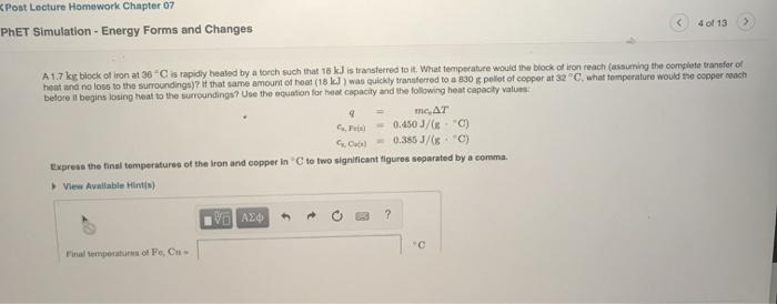 Solved PhET Simulation - Energy Forms and Changes A 1.7 ke | Chegg.com