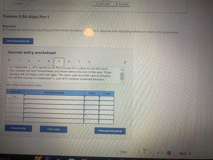 Solved Required information Problem 3-3A (Algo) Preparing | Chegg.com