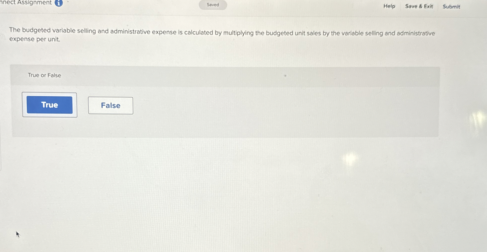 Solved nnect AssignmentSavedHelpSave & ExitSubmitThe | Chegg.com