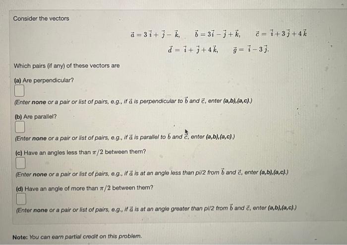 Solved Consider the vectors | Chegg.com