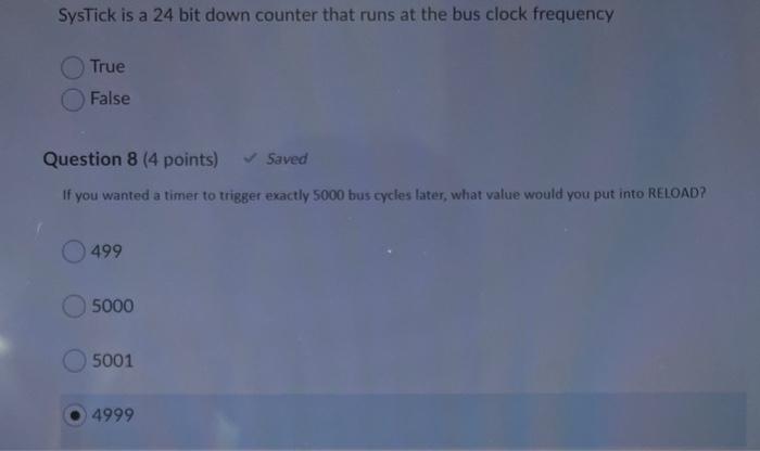Solved SysTick is a 24 bit down counter that runs at the bus | Chegg.com