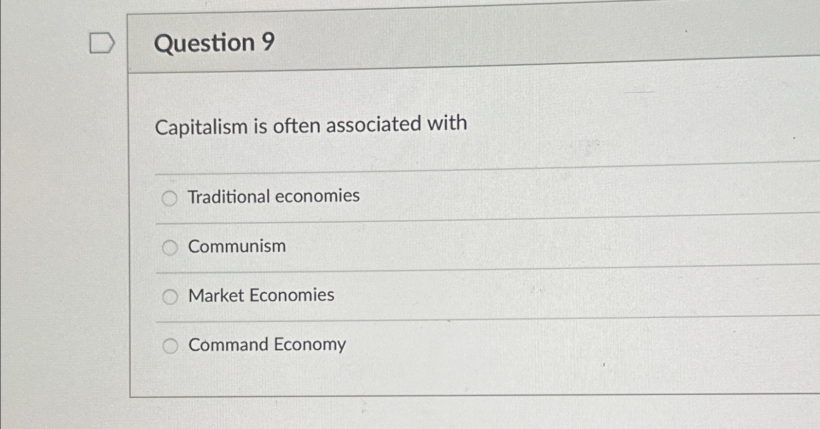 Solved Question 9Capitalism is often associated | Chegg.com