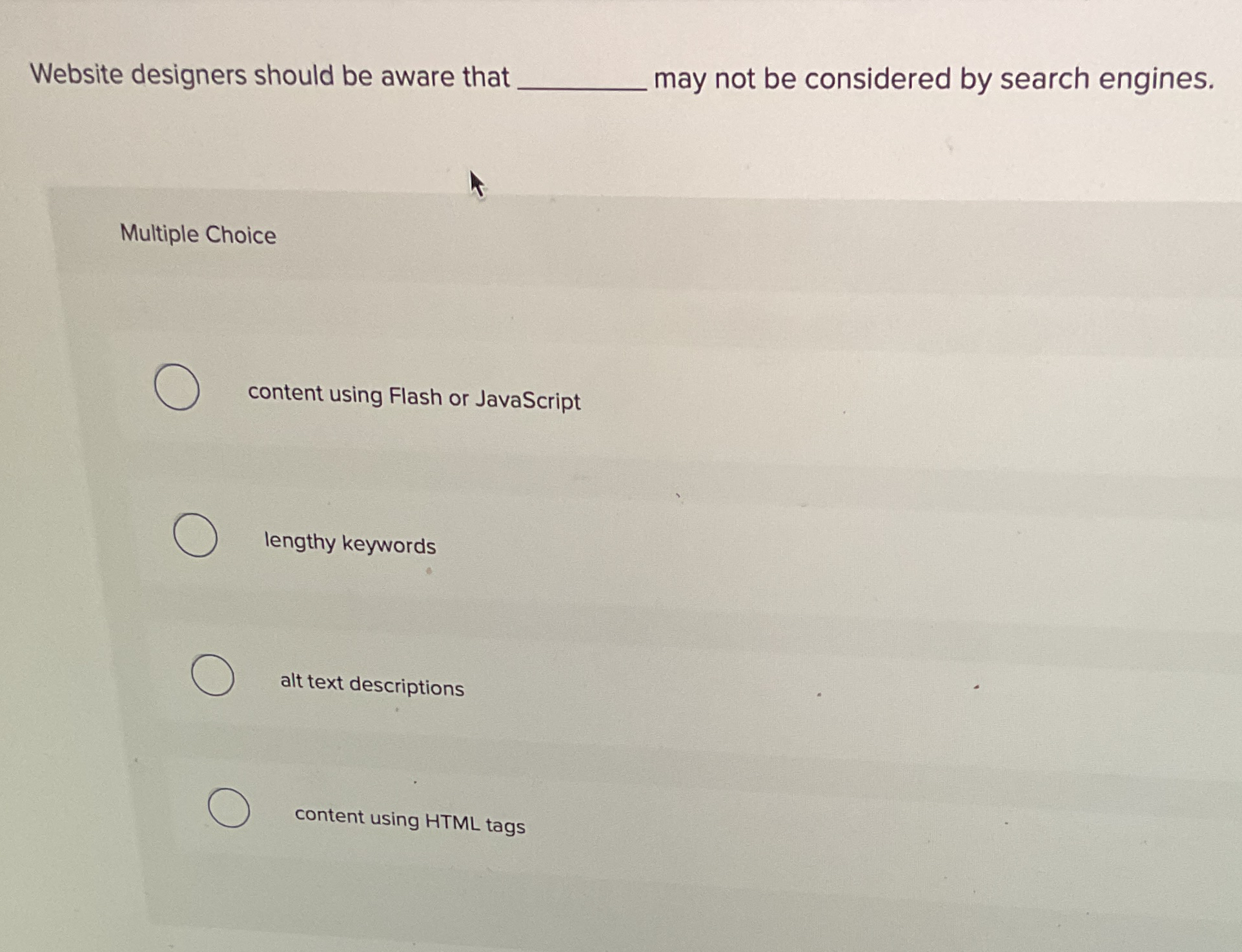 Solved Website designers should be aware thatmay not be | Chegg.com