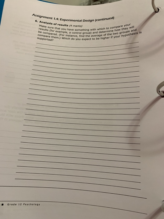 Solved Assignment 1.4: Experimental Design (14 marks) You | Chegg.com