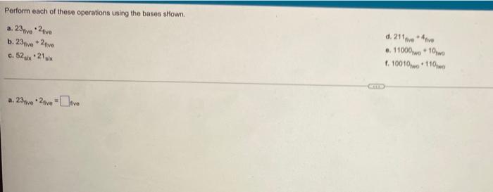 Solved Perform each of these operations using the bases | Chegg.com