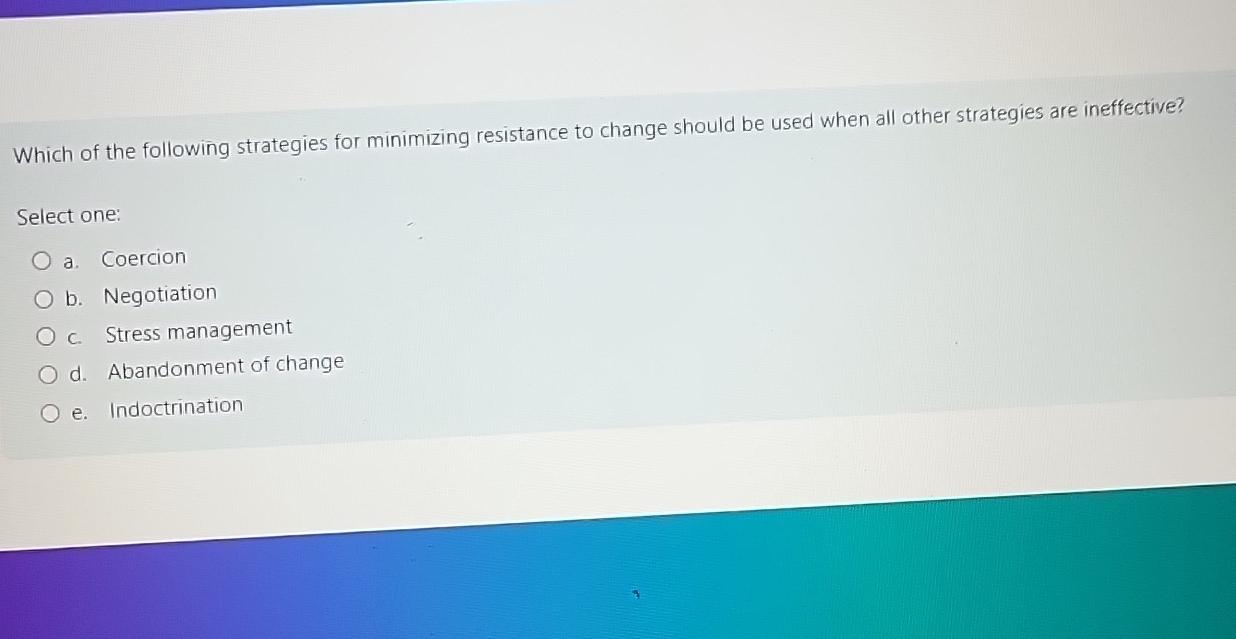 Solved Which of the following strategies for minimizing | Chegg.com
