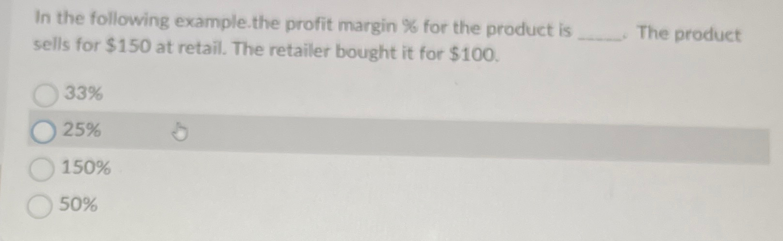 Solved In the following example. the profit margin % ﻿for | Chegg.com