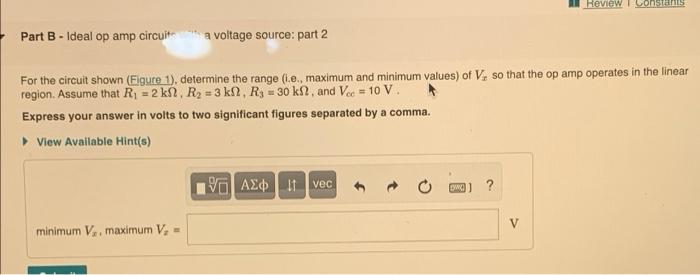 Solved Review Constants Part B - Ideal op amp circuita | Chegg.com