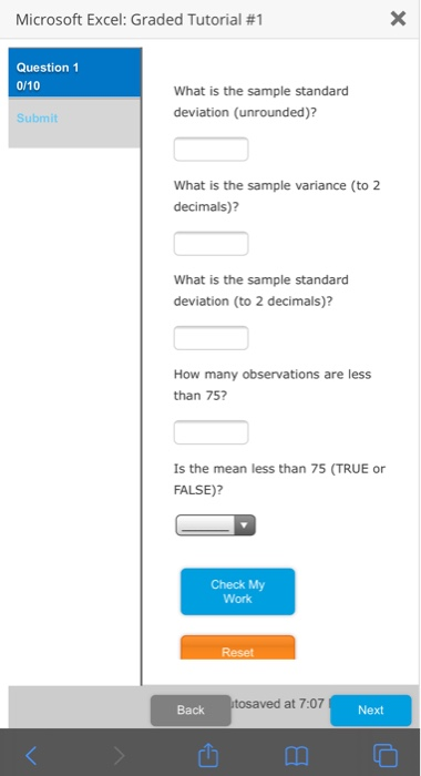 Solved Microsoft Excel: Graded Tutorial #1 х Question 1 0/10 | Chegg.com