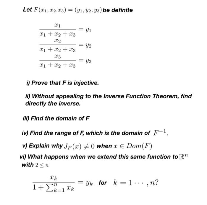 Solved Let F(x1, x2.3) = (y1, 92, 93) be definite X1 = y1 x1 | Chegg.com