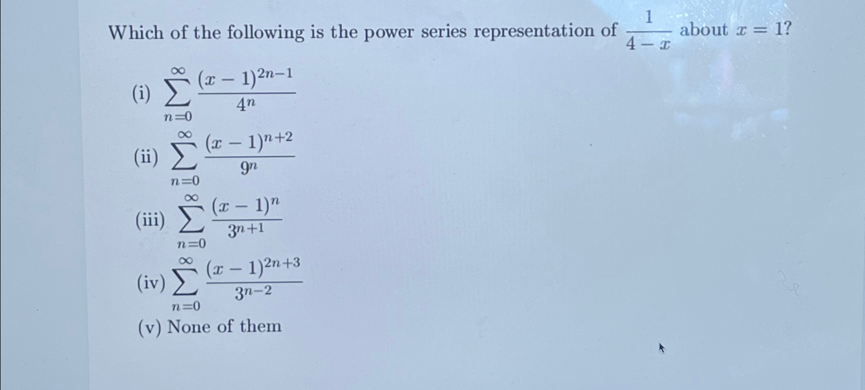 Solved Which of the following is the power series | Chegg.com