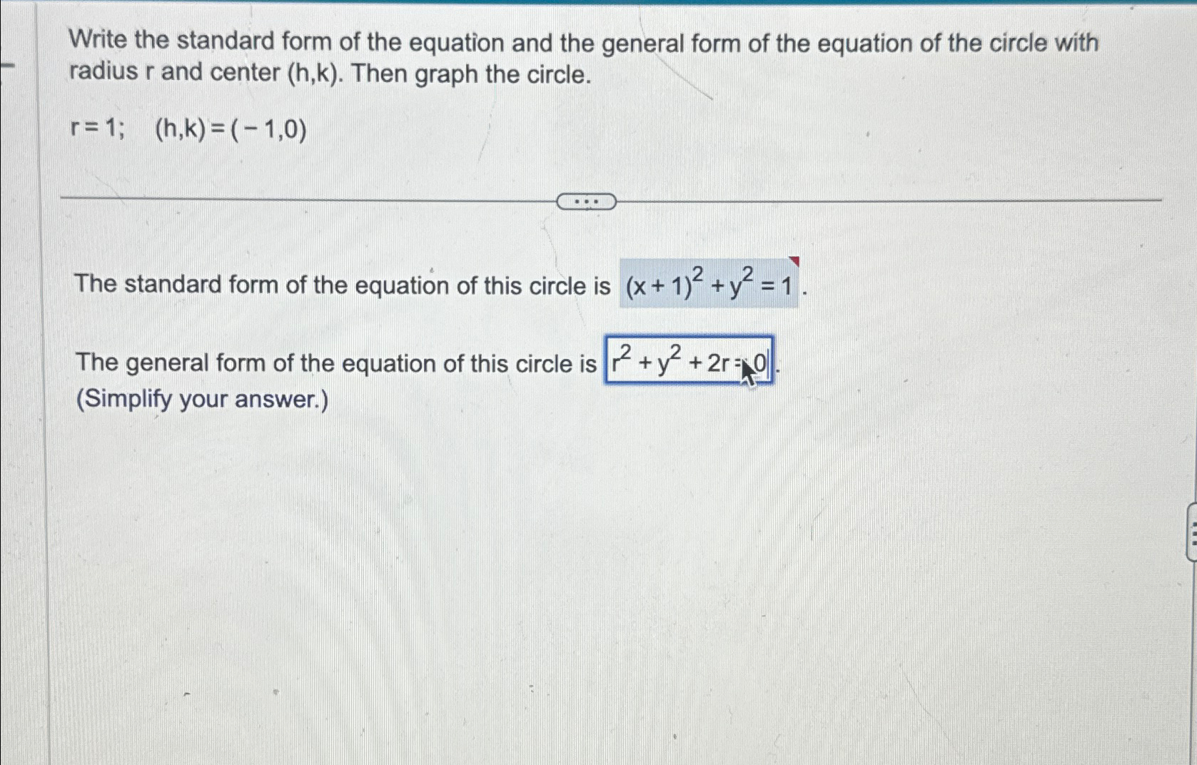 Solved Write the standard form of the equation and the | Chegg.com