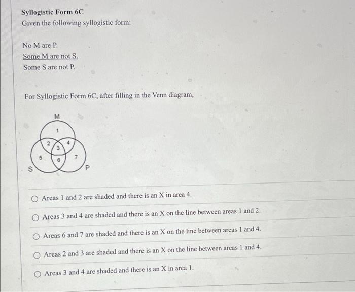 Solved Syllogistic Form 6C Given the following syllogistic | Chegg.com