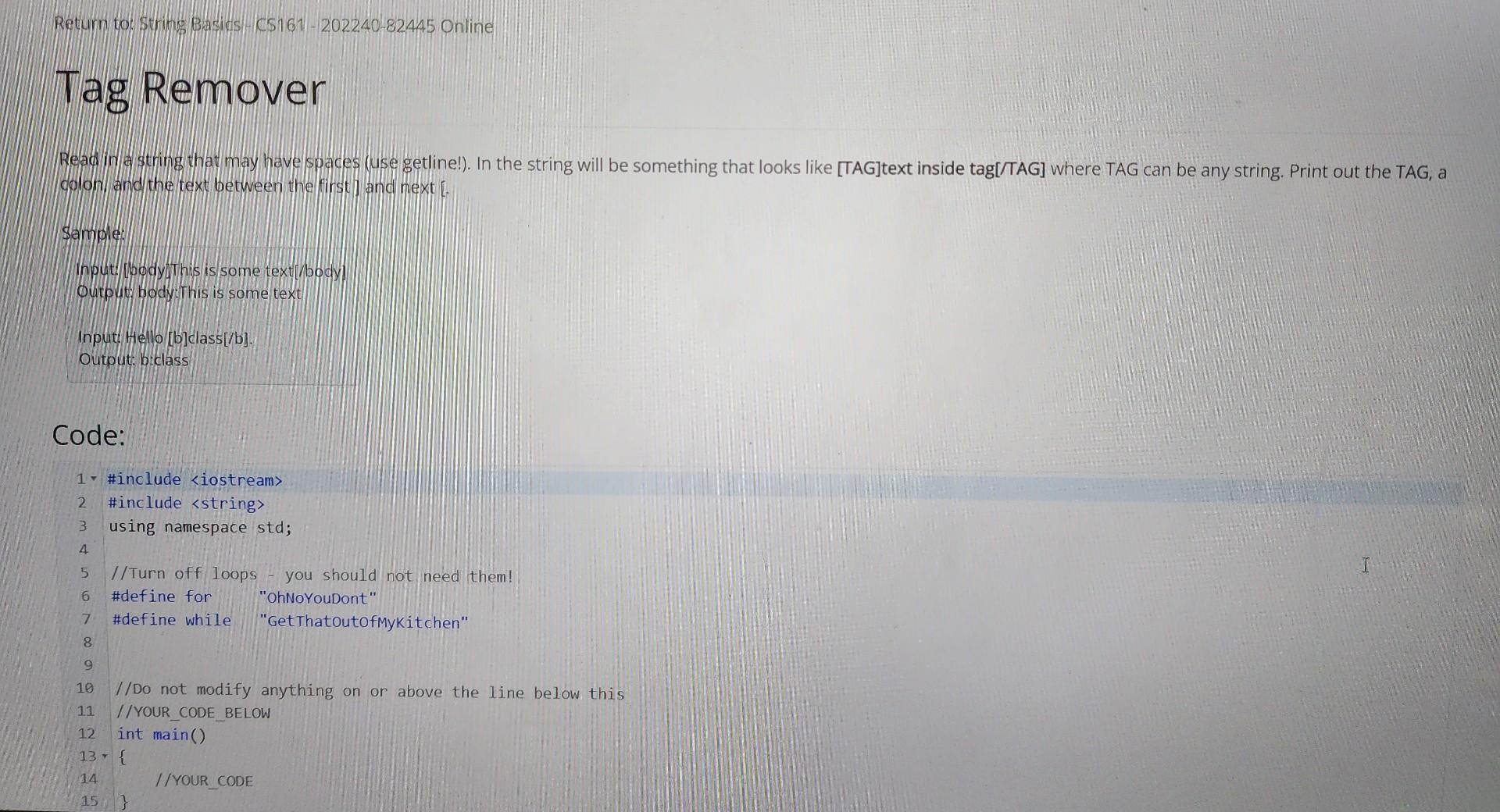 Solved Read inla string that may have spaces (use getline!). | Chegg.com