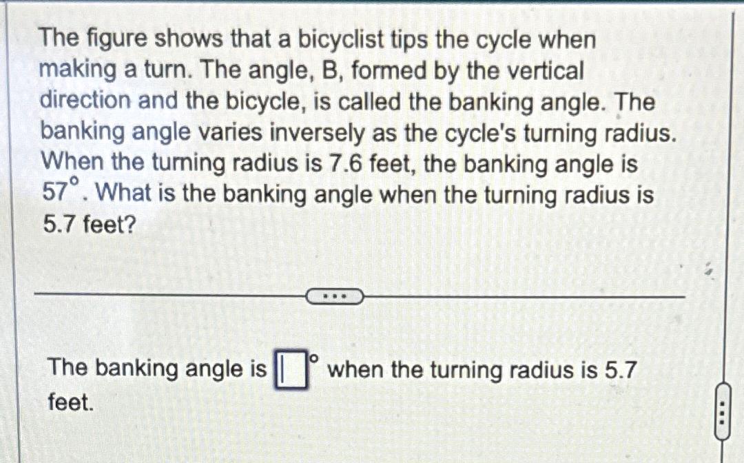 Solved The figure shows that a bicyclist tips the cycle when | Chegg.com