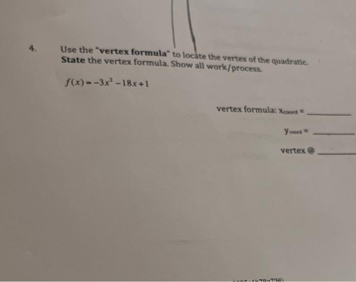 Solved Use the "vertex formula" to locate the vertex of the | Chegg.com