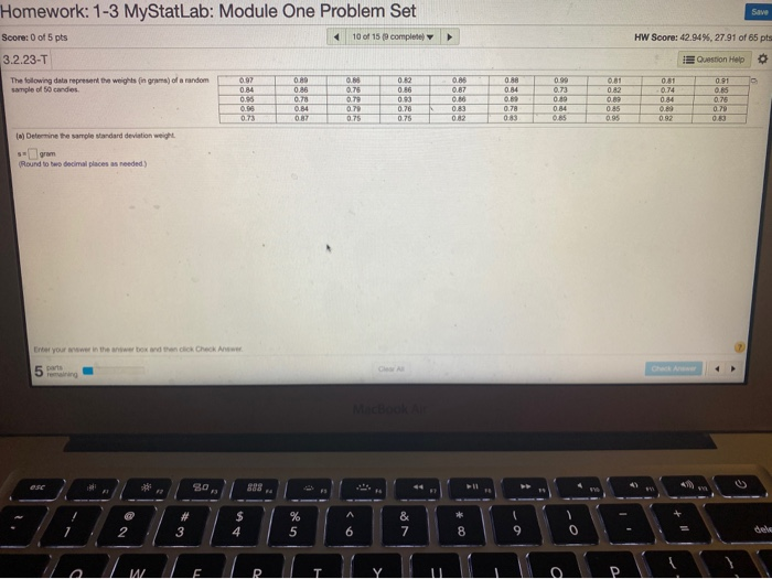 Solved Homework: 1-3 MyStatLab: Module One Problem Set Save | Chegg.com