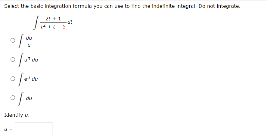 Solved Select the basic integration formula you can use to | Chegg.com