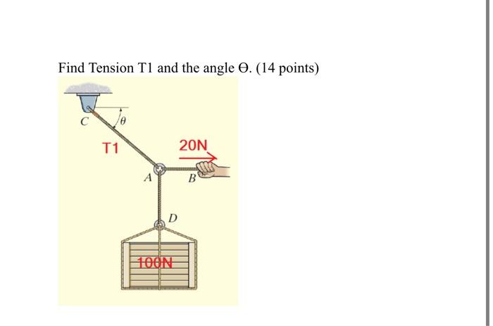 Solved Find Tension T1 and the angle Θ. (14 points) | Chegg.com