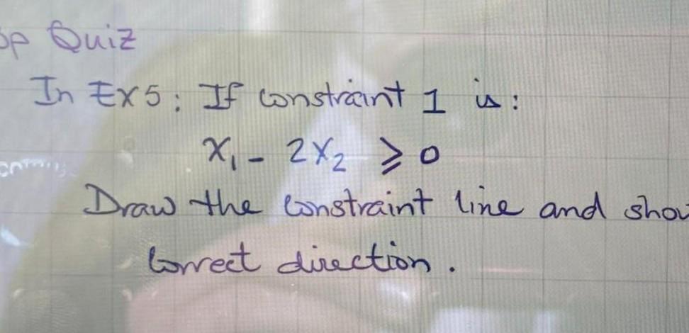 Solved In Ex5: If constraint 1 is: x1−2x2⩾0 Draw the | Chegg.com