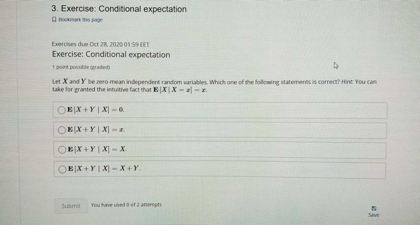 Solved 3. Exercise: Conditional expectation Bookmark this | Chegg.com