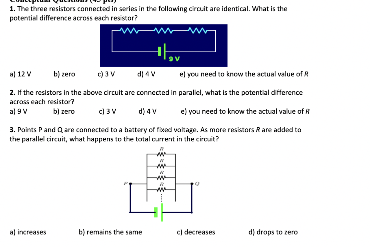 Solved The three resistors connected in series in the | Chegg.com