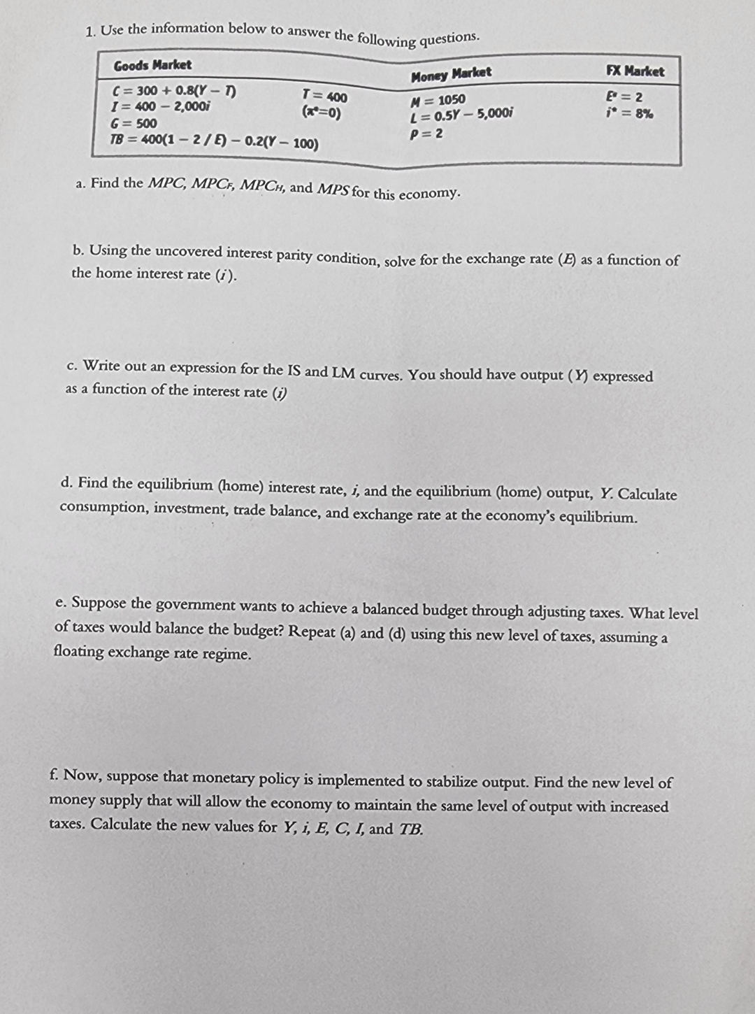 Use the information below to answer the following | Chegg.com