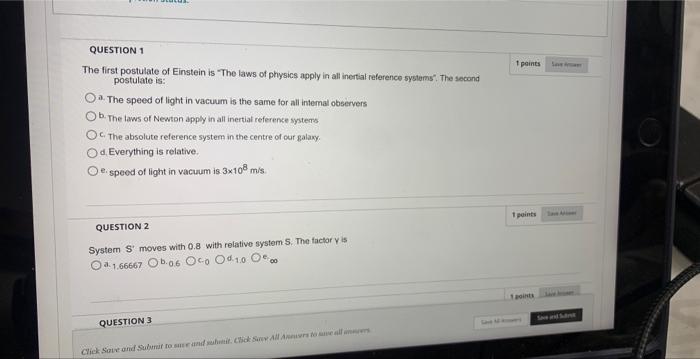 Solved The first postulate of Einstein is "The laws of | Chegg.com