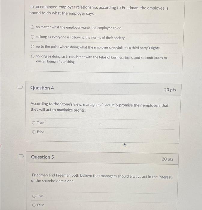 Solved 1. Friedman's argument for shareholder primacy is | Chegg.com