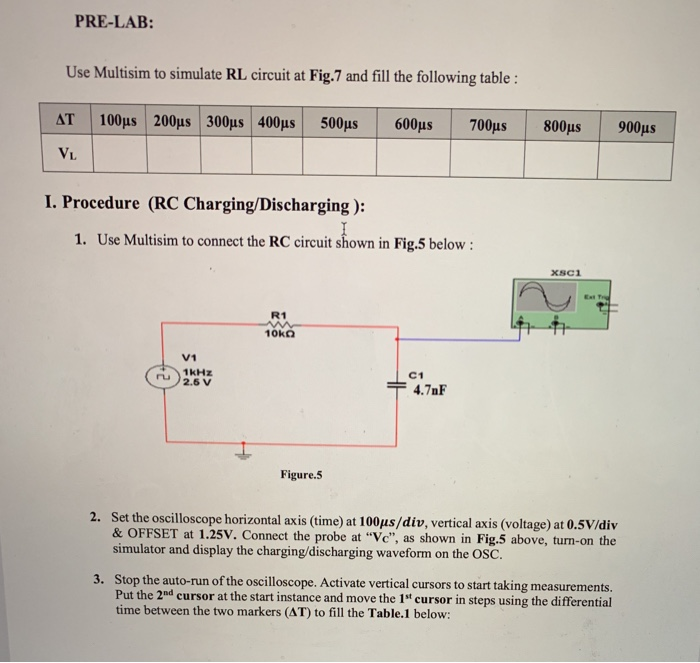 Solved PRE-LAB: Use Multisim to simulate RL circuit at Fig. | Chegg.com