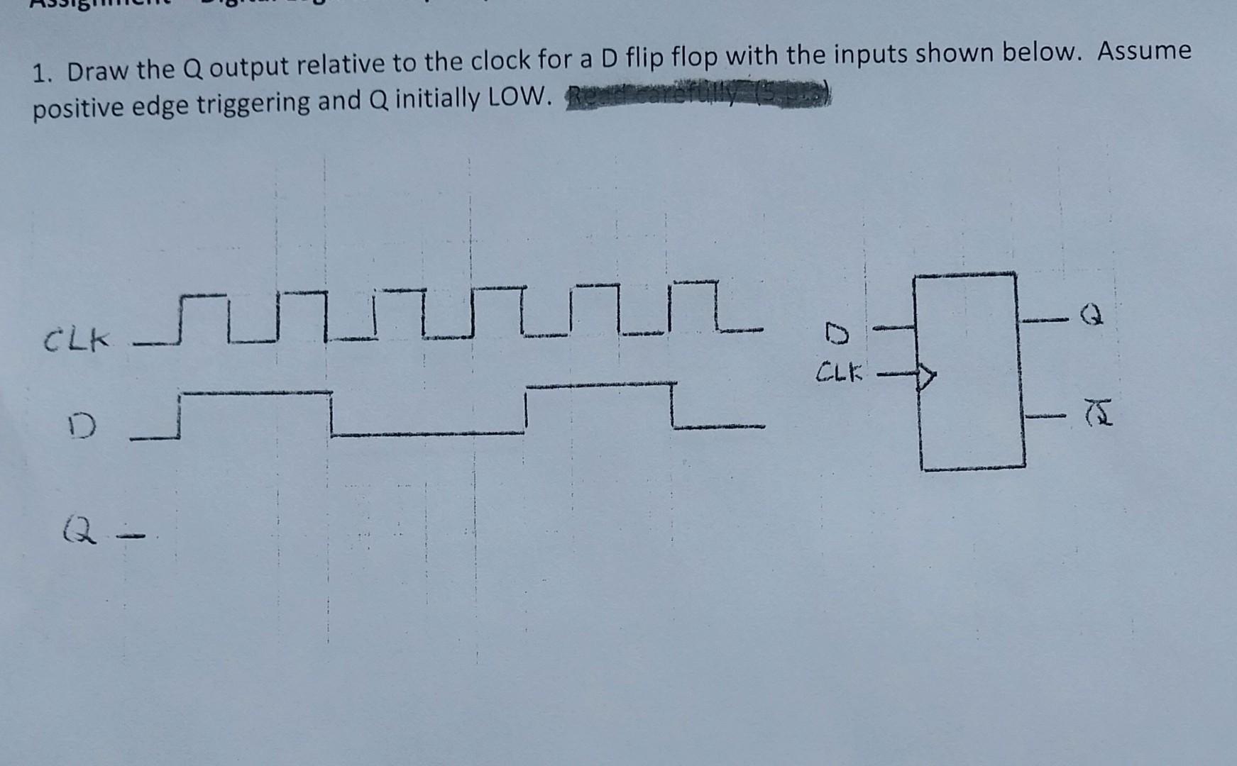 Solved 1 Draw The Q Output Relative To The Clock Fo 3212