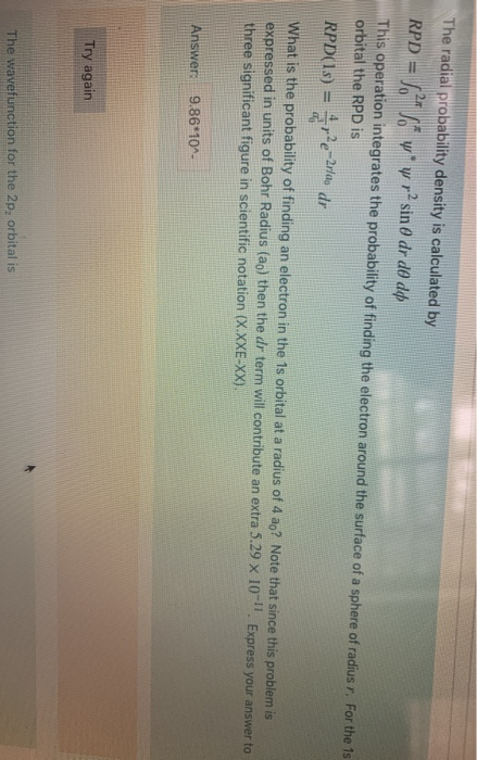 Solved The radial probability density is calculated by RPD = | Chegg.com