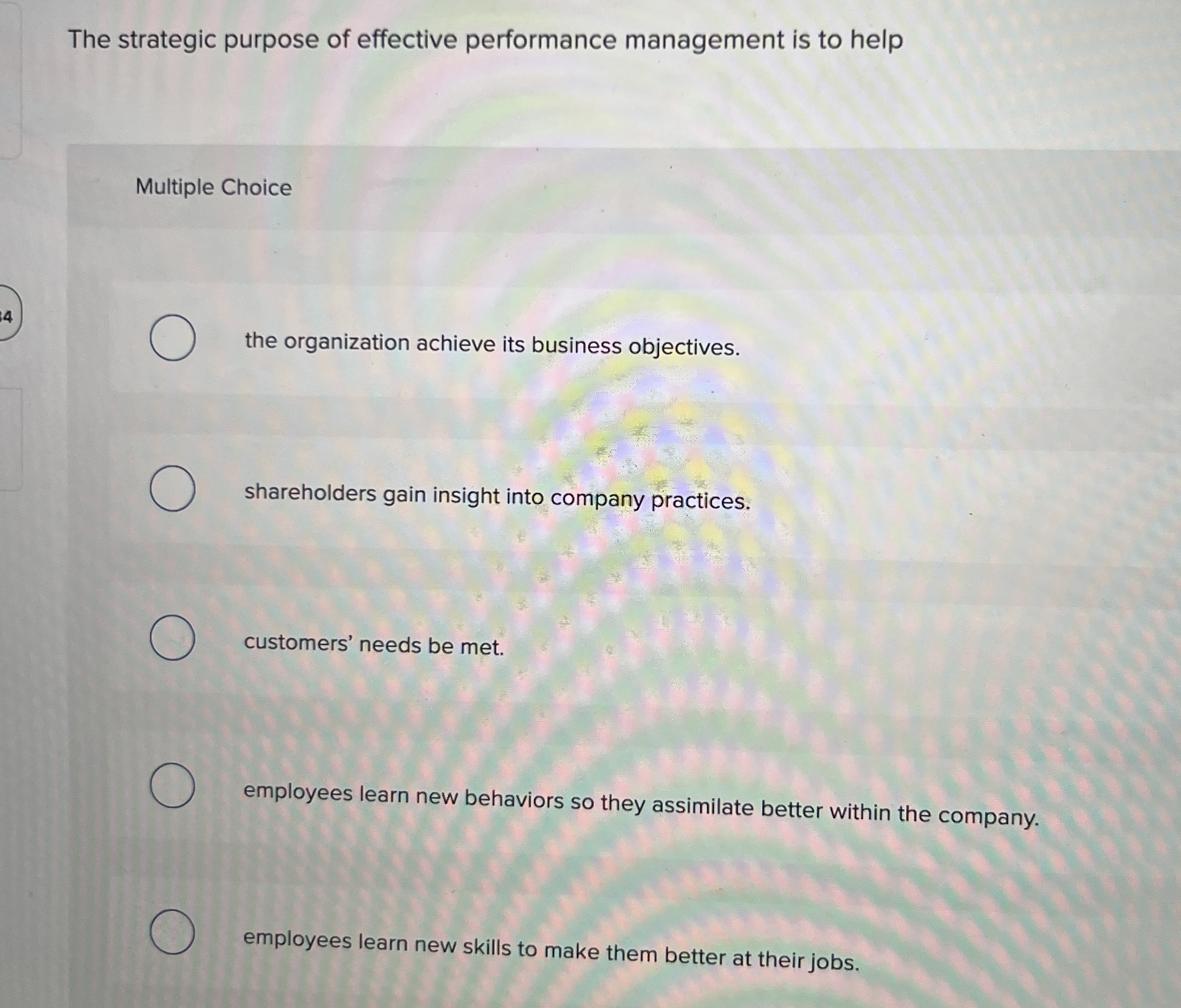 Solved The strategic purpose of effective performance | Chegg.com