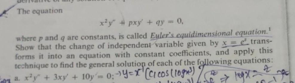 Solved The equation xy" + pxy' + ay = = 0. where p and q are | Chegg.com