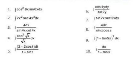 Solved ∫cos26xsin6xdx 6. ∫sin2ycos4ydy ∫2x2sec4x3dx 7. | Chegg.com