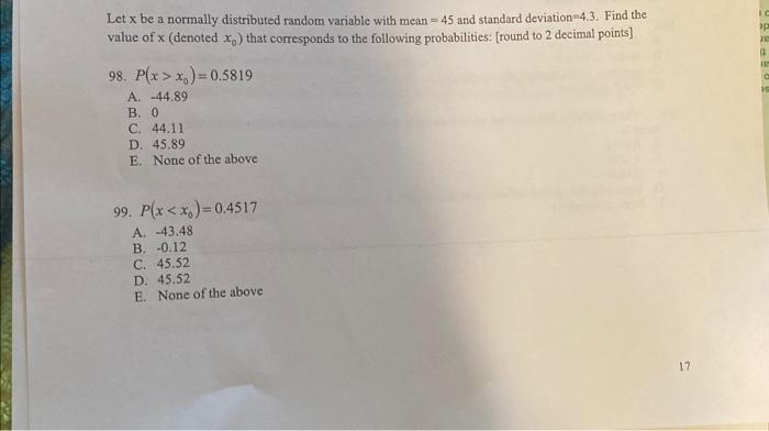 Solved Let X Be A Normally Distributed Random Variable With