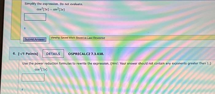 Solved Simplify the expression, Do not evaluote. | Chegg.com