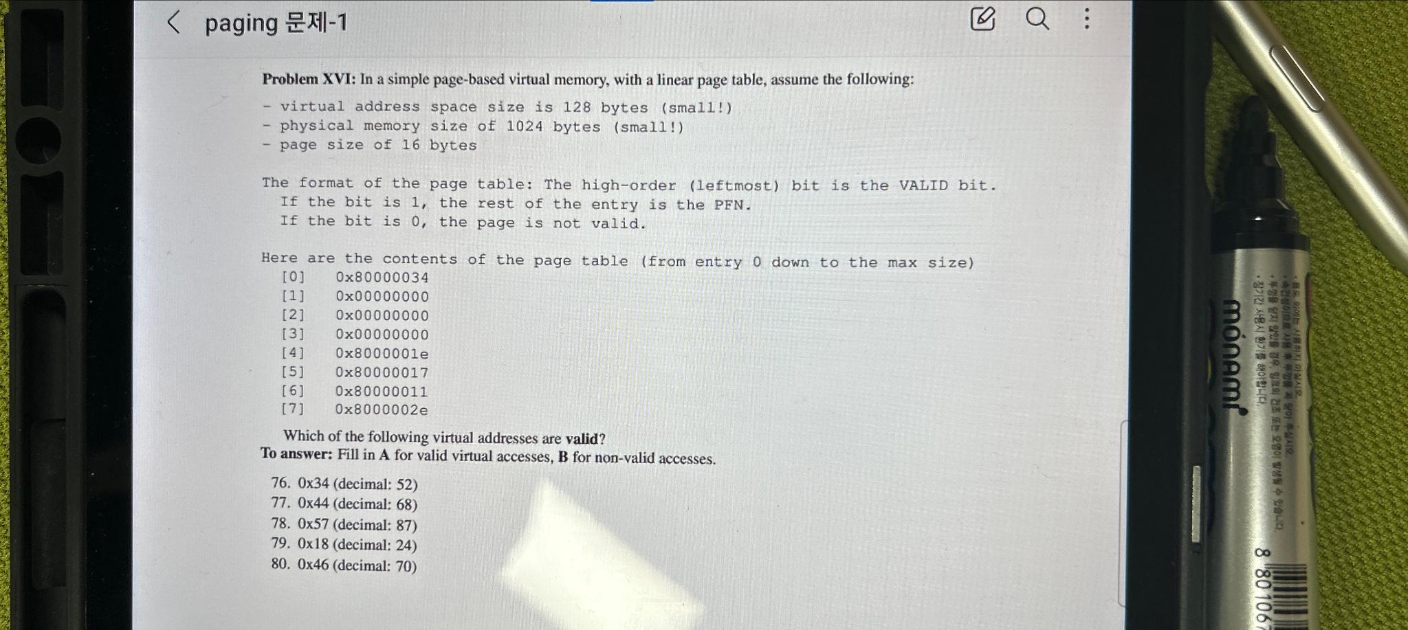 Solved paging 문제-1Problem XVI: In a simple page-based | Chegg.com