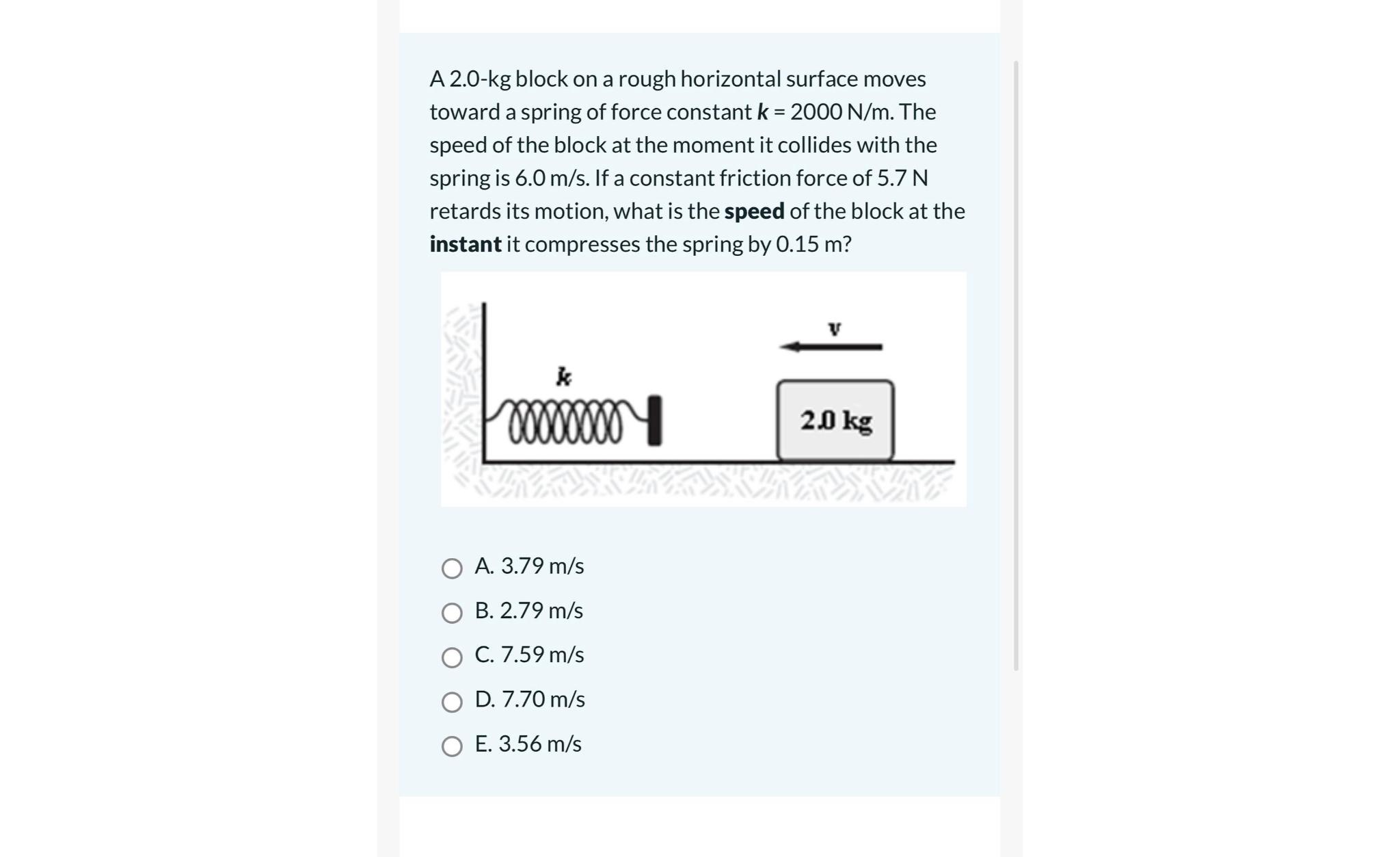 Solved A 2.0-kg block on a rough horizontal surface moves | Chegg.com