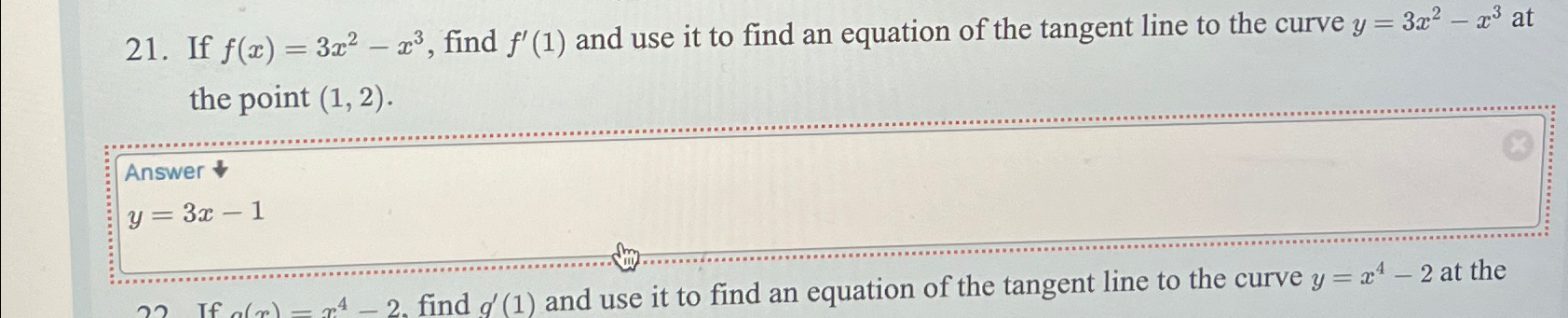 Solved If f(x)=3x2-x3, ﻿find f'(1) ﻿and use it to find an | Chegg.com