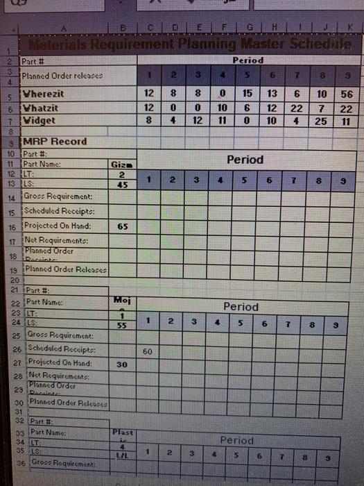 Solved BCDEFGH Materials Requirement Planning Master | Chegg.com