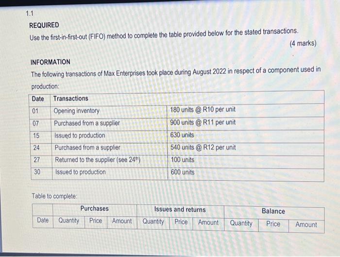 Solved REQUIRED Use the first-in-first-out (FIFO) method to | Chegg.com