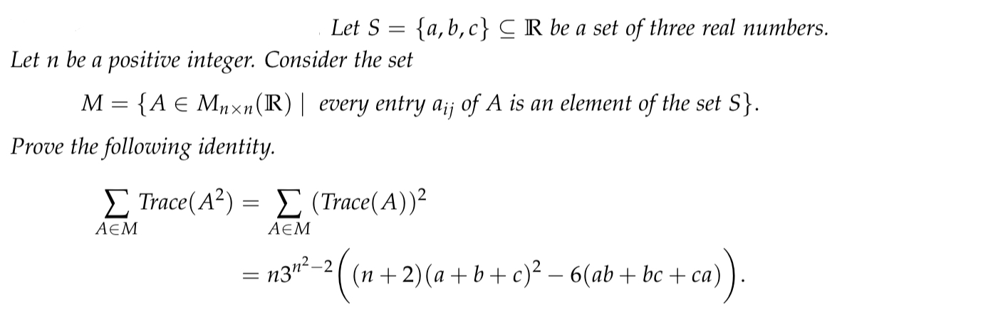 Let S={a,b,c}subeR ﻿be a set of three real | Chegg.com