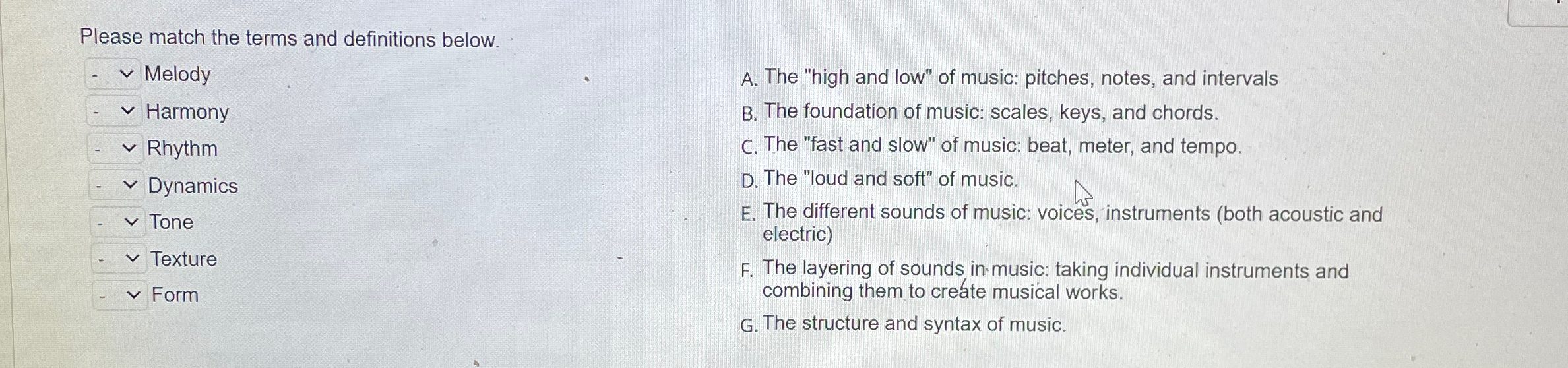 Solved Please match the terms and definitions below. | Chegg.com