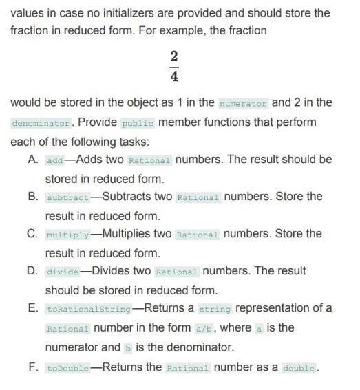 Solved 4. 9.6 (Rational Class) Create a class called | Chegg.com