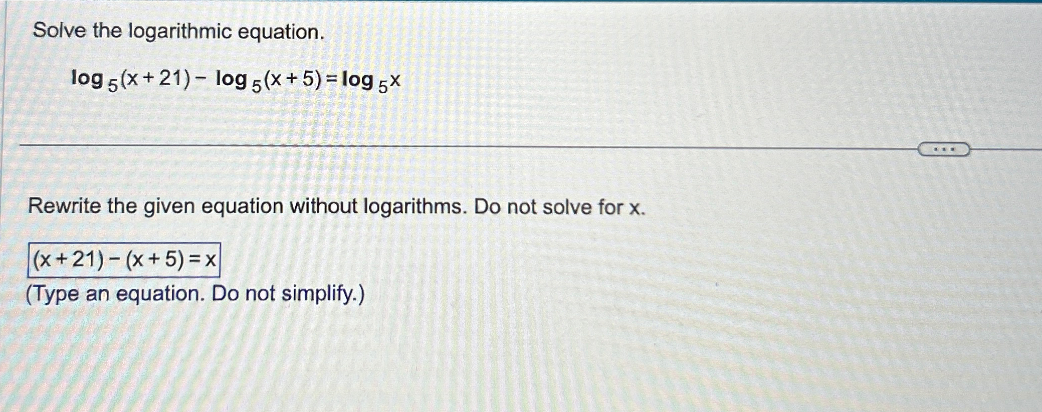 Solved Solve the logarithmic | Chegg.com
